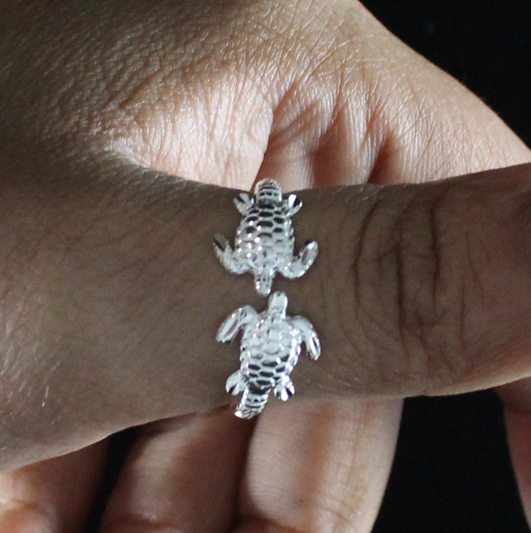 Turtles - Caribbijou West Indian Bangle Ring Sterling Silver